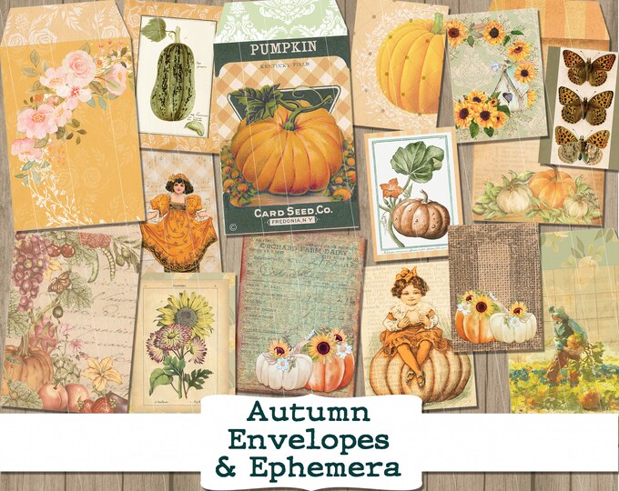 Printable Fall Envelopes, Junk Journal, Kit, Vintage, Junk Journal ...