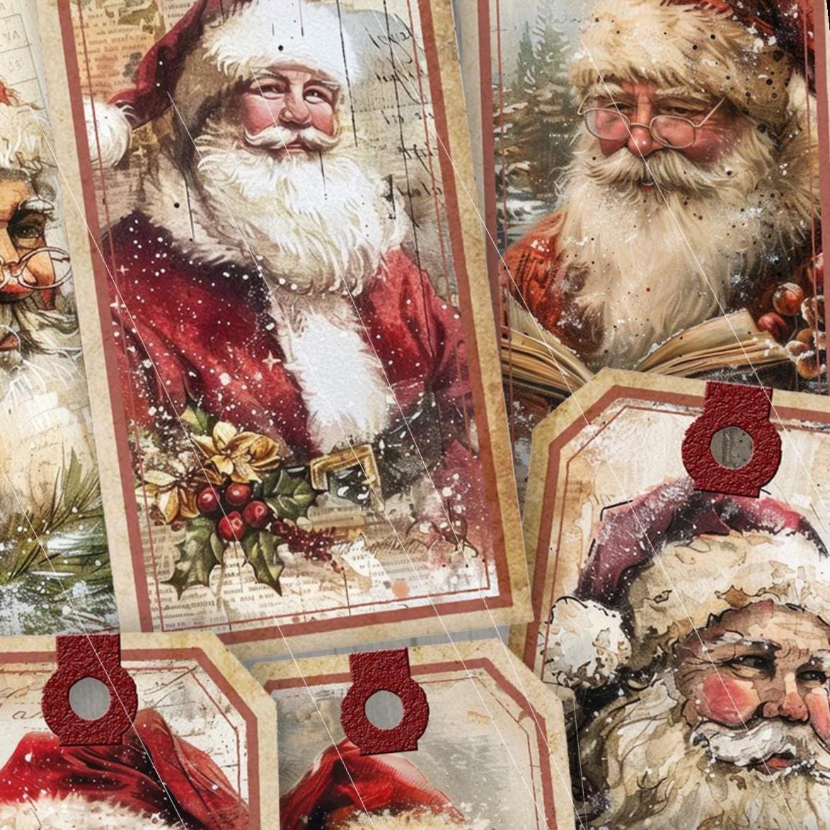 Santa Claus Christmas Gift Tags Printable Vintage Gifts Tag Labels to ...