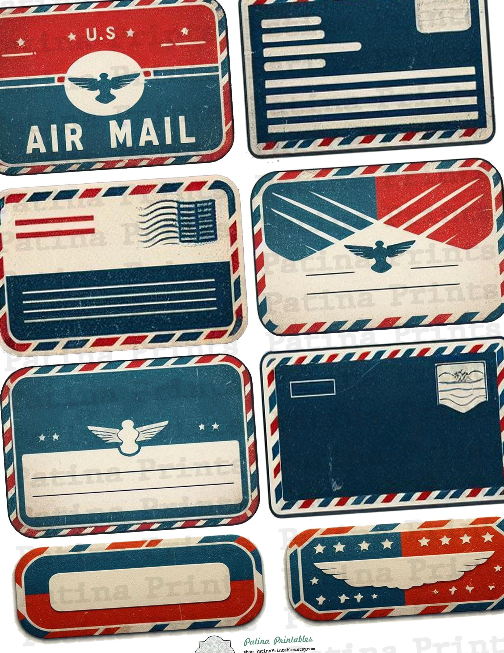 Air Mail Ephemera Digital Download Airmail Labels Vintage Junk Journal ...