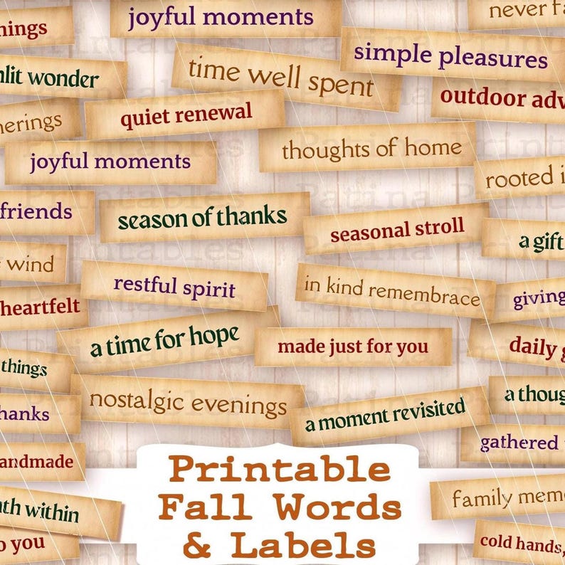 Gratitude Word Strips Labels Printable Words Phrases Sayings Digital ...