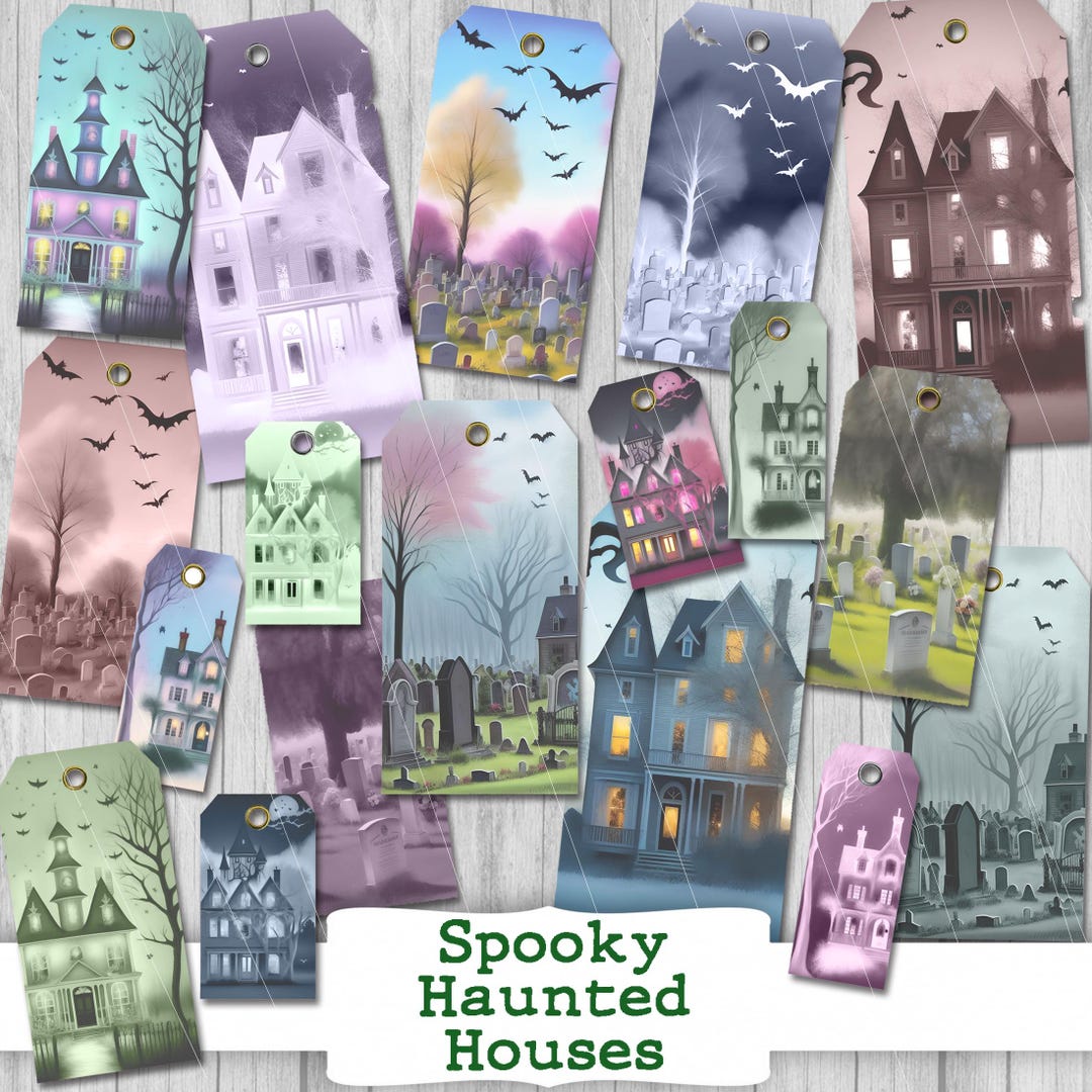 Haunted House Treat Bags Tags Halloween Printable Gift Tags Favor Bag ...
