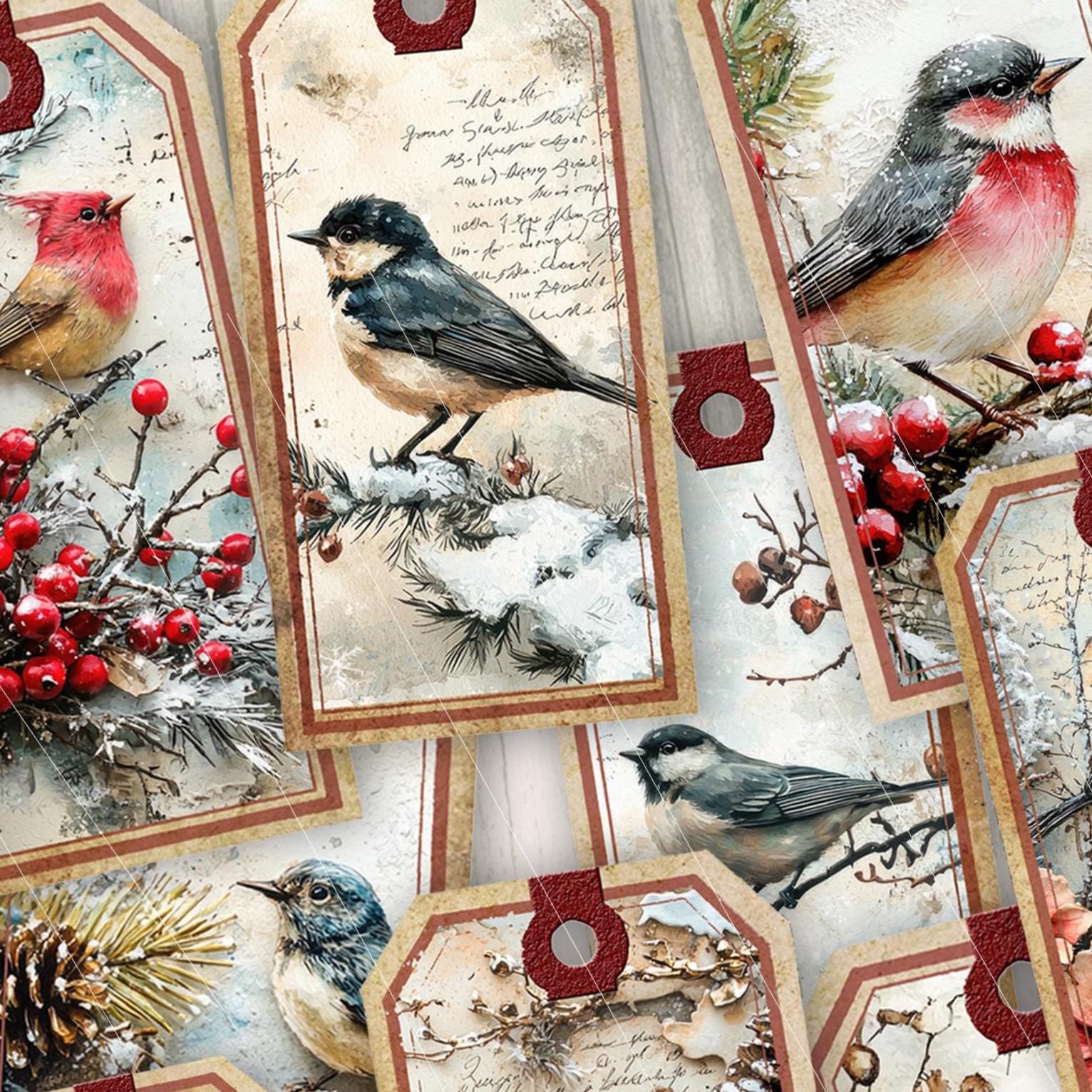 Christmas Birds Gift Tags Digital Download Gifts Tag Printable Labels ...