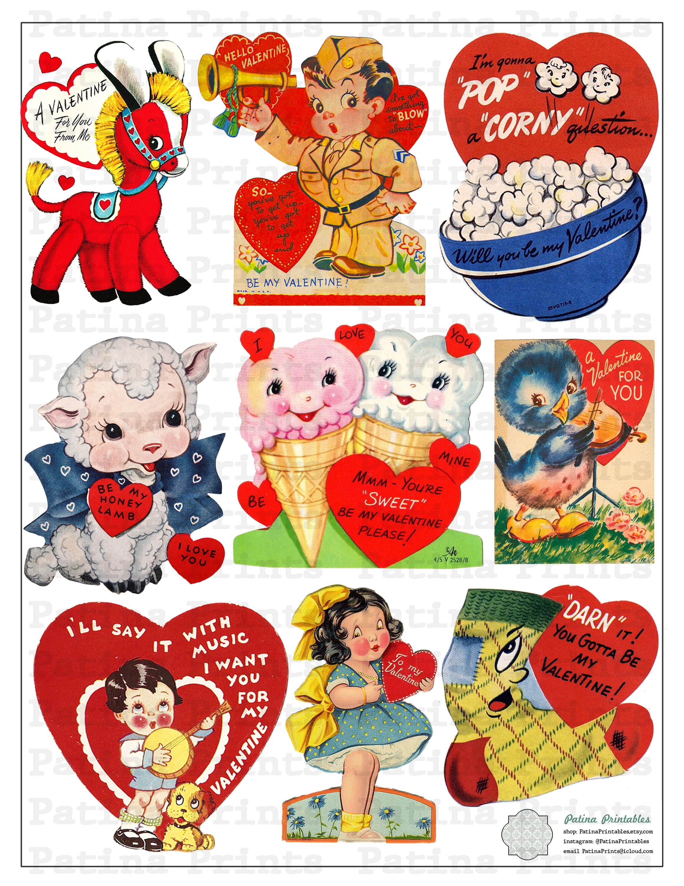 Vintage Valentines, Printable, Vintage, Valentines, Retro, Valentine ...