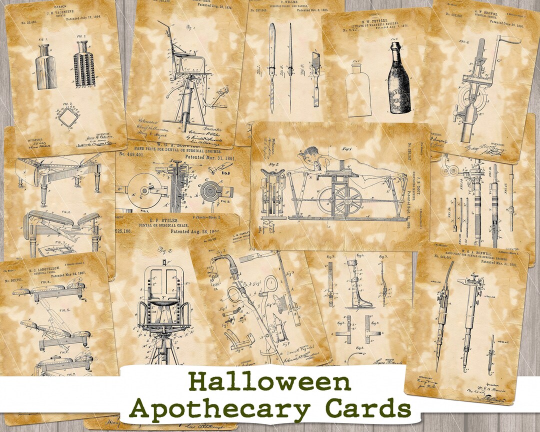 Spooky Schematics Halloween Medical Cabinet Cards - Etsy