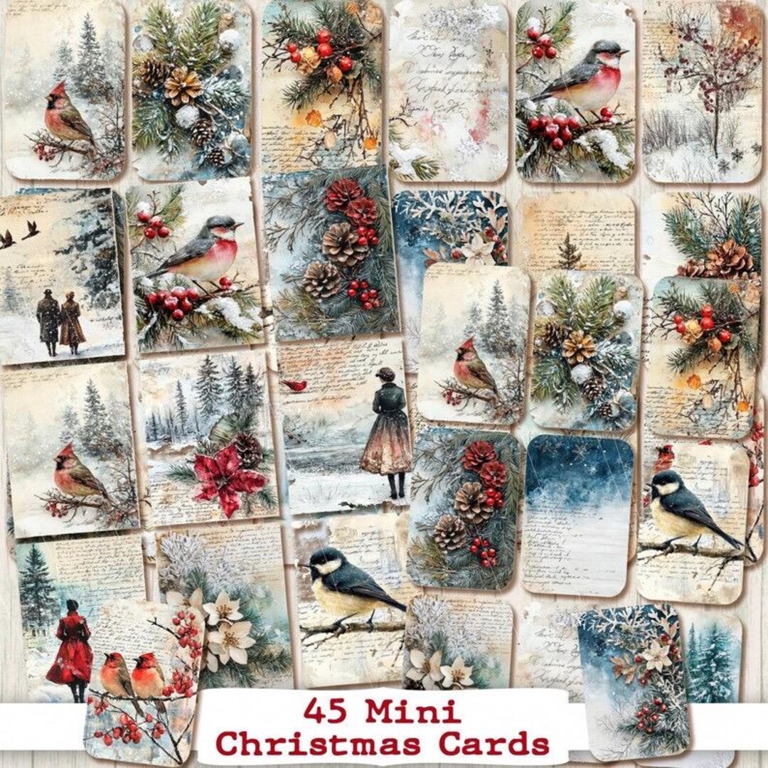 Christmas Cards Mini Card Gift Tags Digital Download Tag Labels ...