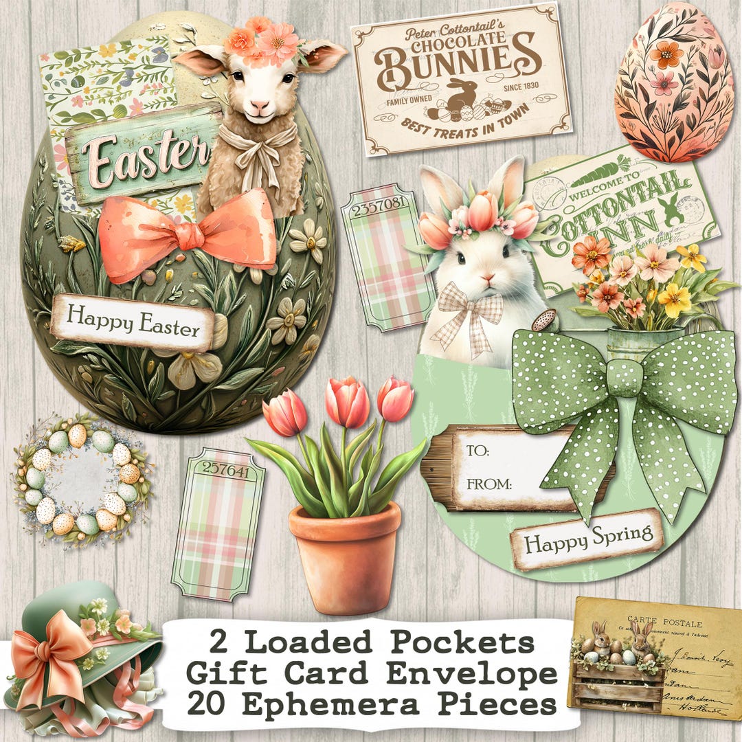 Easter Egg Loaded Pocket Paper Craft Kit Digital Download Gift Card ...