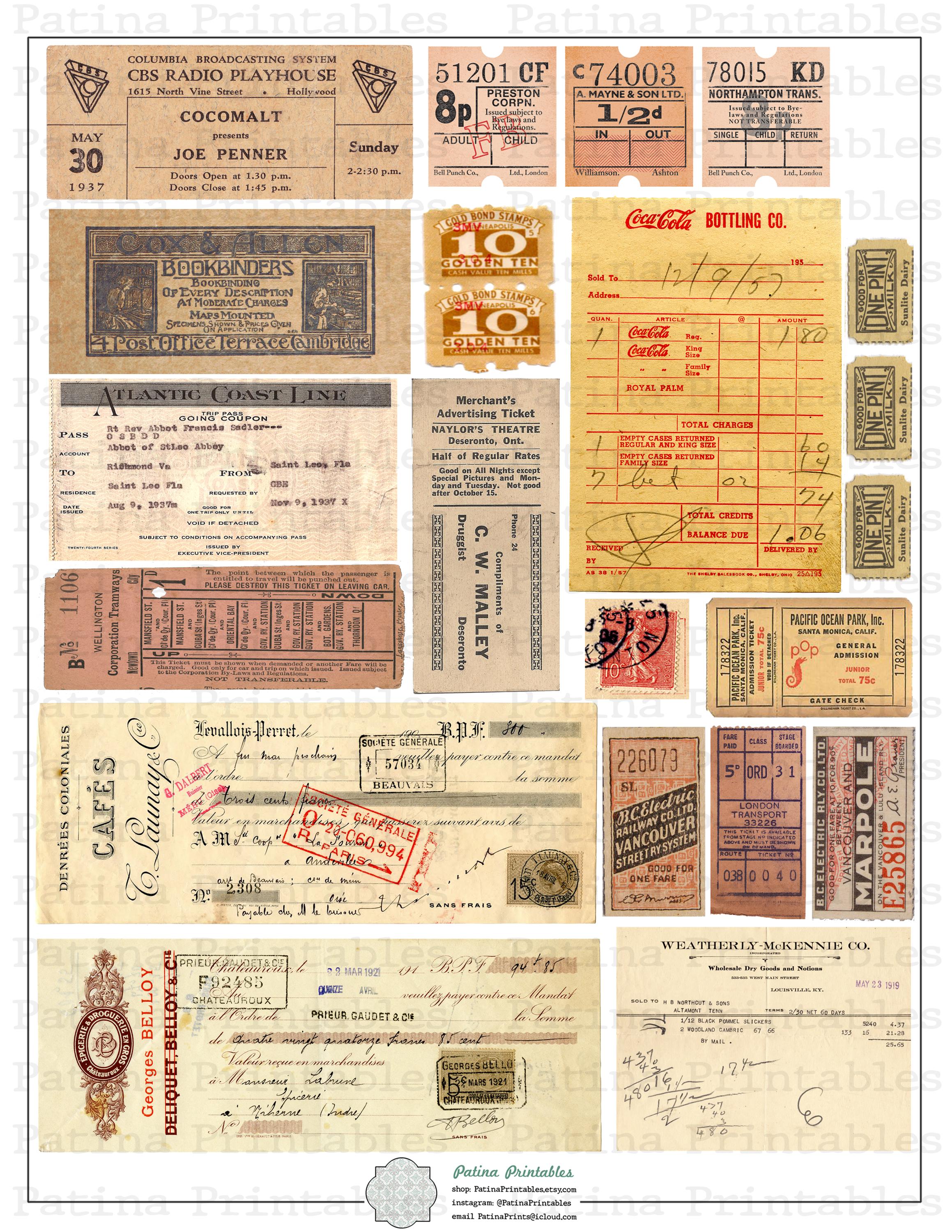 Vintage Tickets Junk Journal Kit Printable Travel Folio | Neutral ...