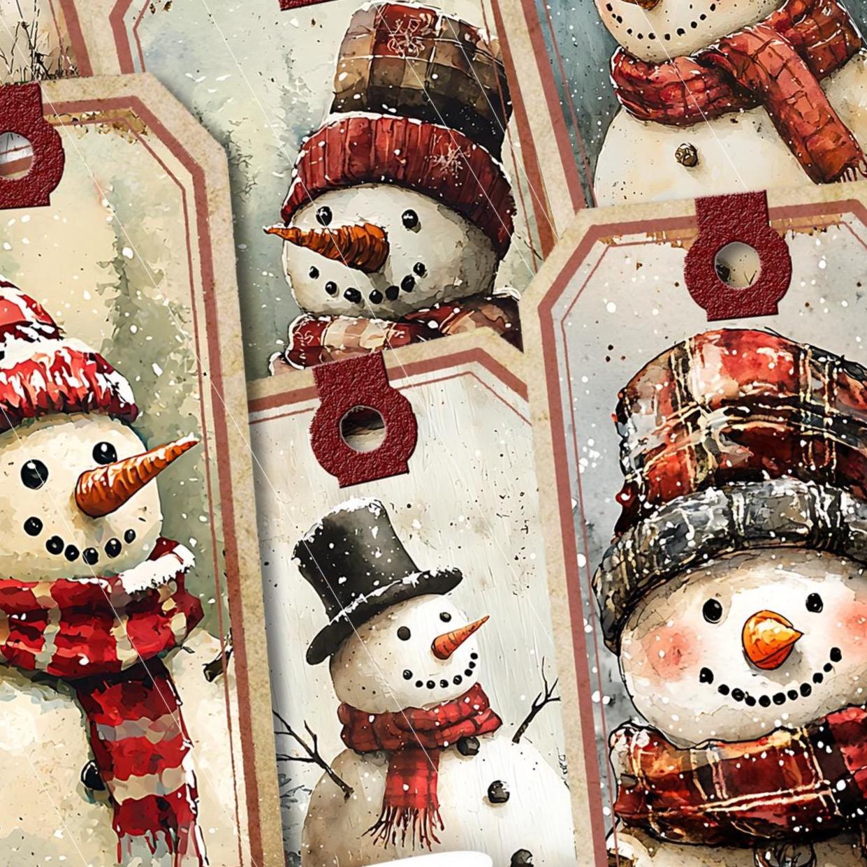 Christmas Snowman Gift Tags Digital Download Snowmen Printable Labels ...