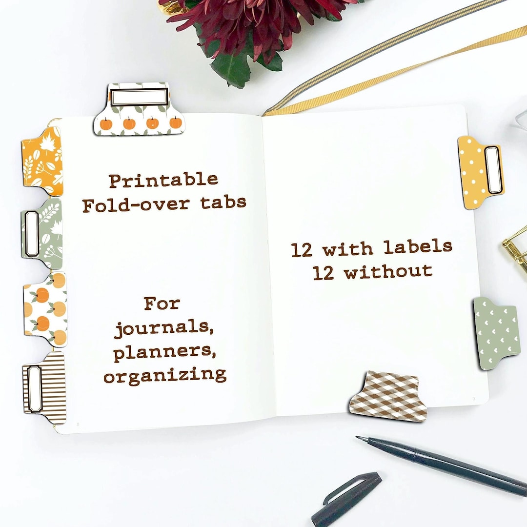 Printable Page Tabs Fall Tab Planner Shabby Cottage Labels Folder ...