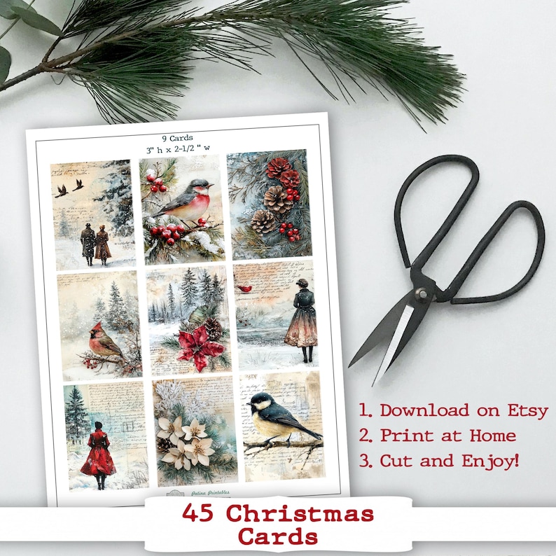 Christmas Cards Mini Card Gift Tags Digital Download Tag Labels ...