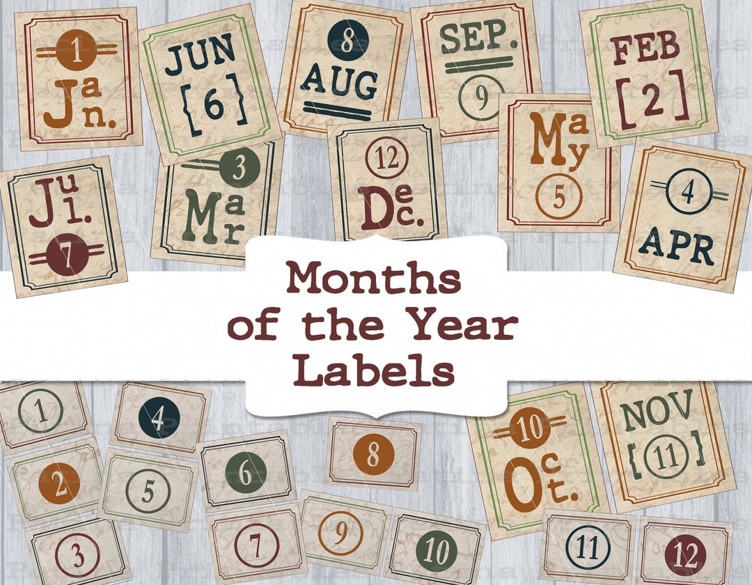Calendar Month Labels Tabs Digital Download Monthly Planner Numbers Tab ...