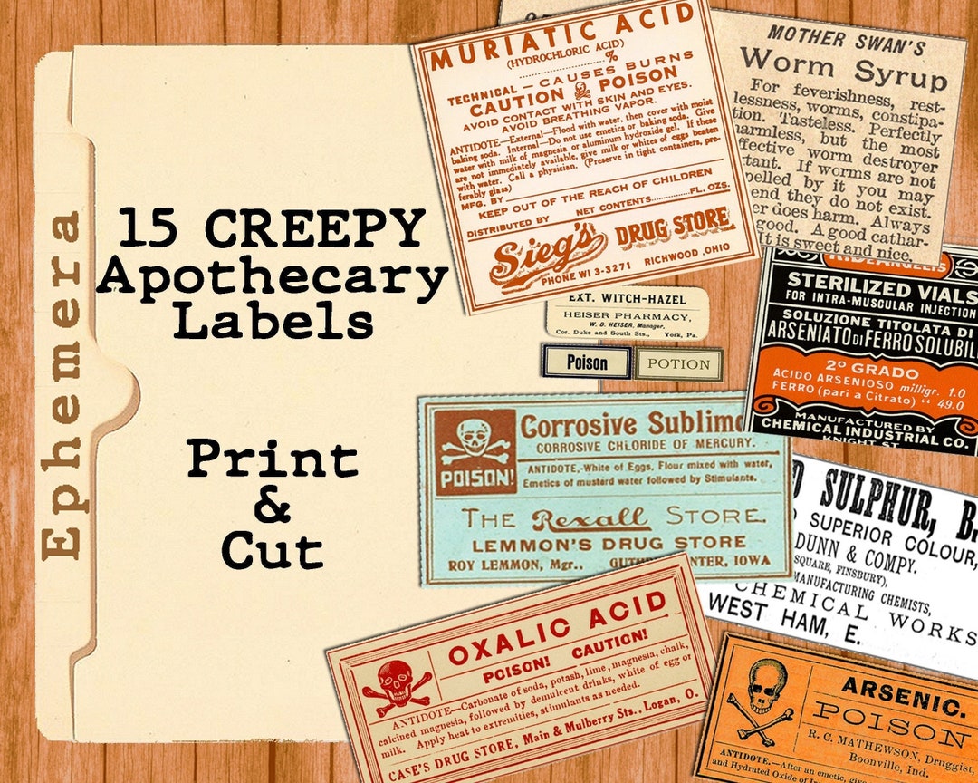 Poison Labels Printable Vintage Halloween Apothecary - Etsy