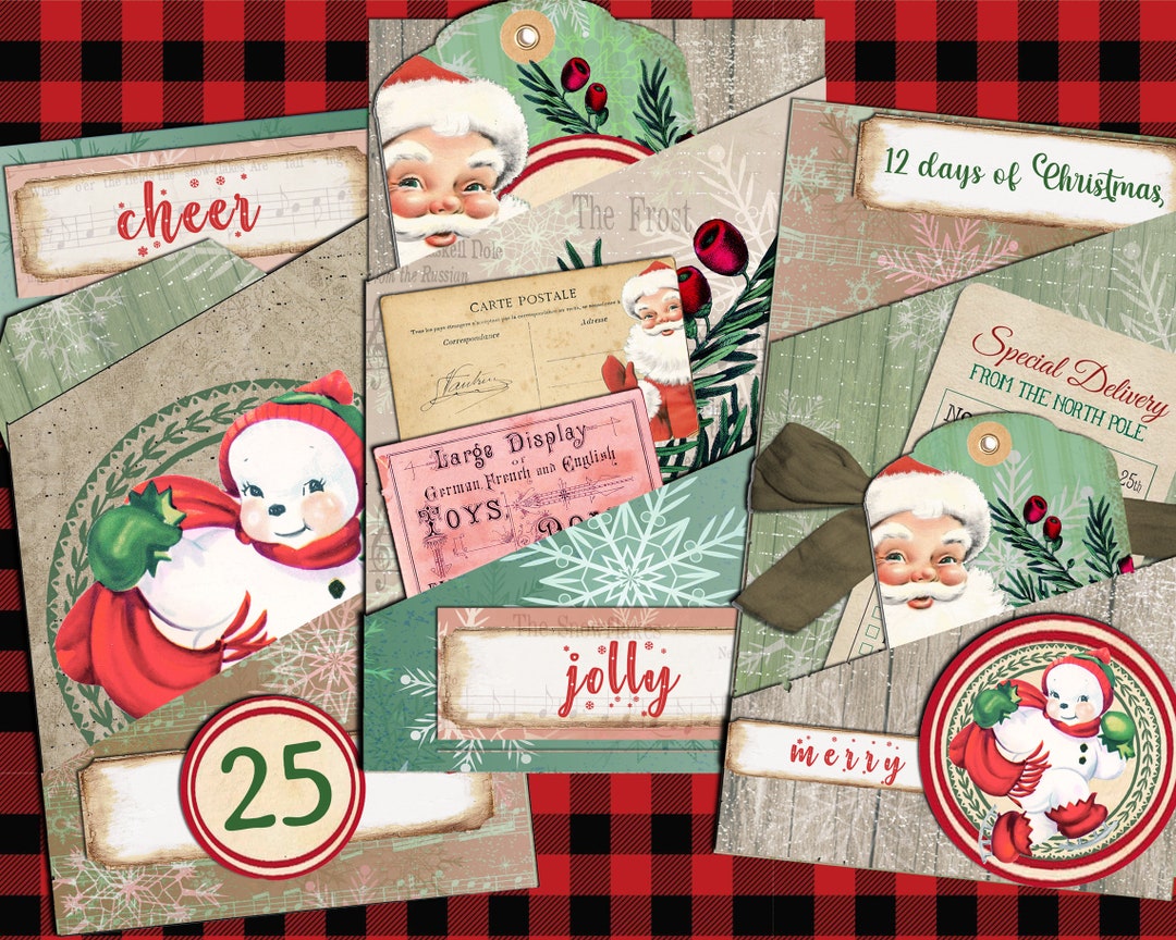 Christmas Loaded Pockets, Christmas Junk Journal, Printable, Vintage ...
