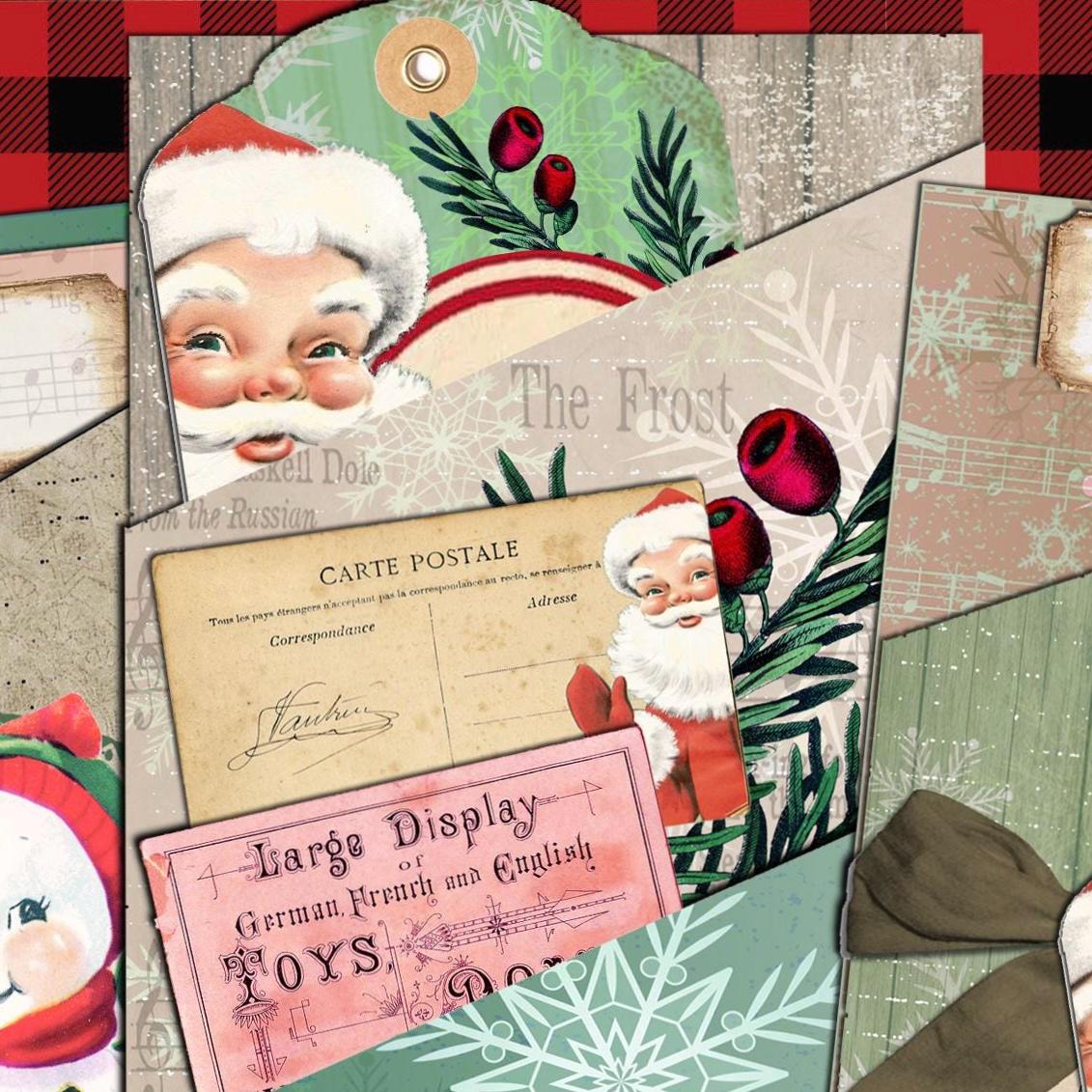 Digital Christmas Pocket Folio Download Vintage Retro Santa Junk ...