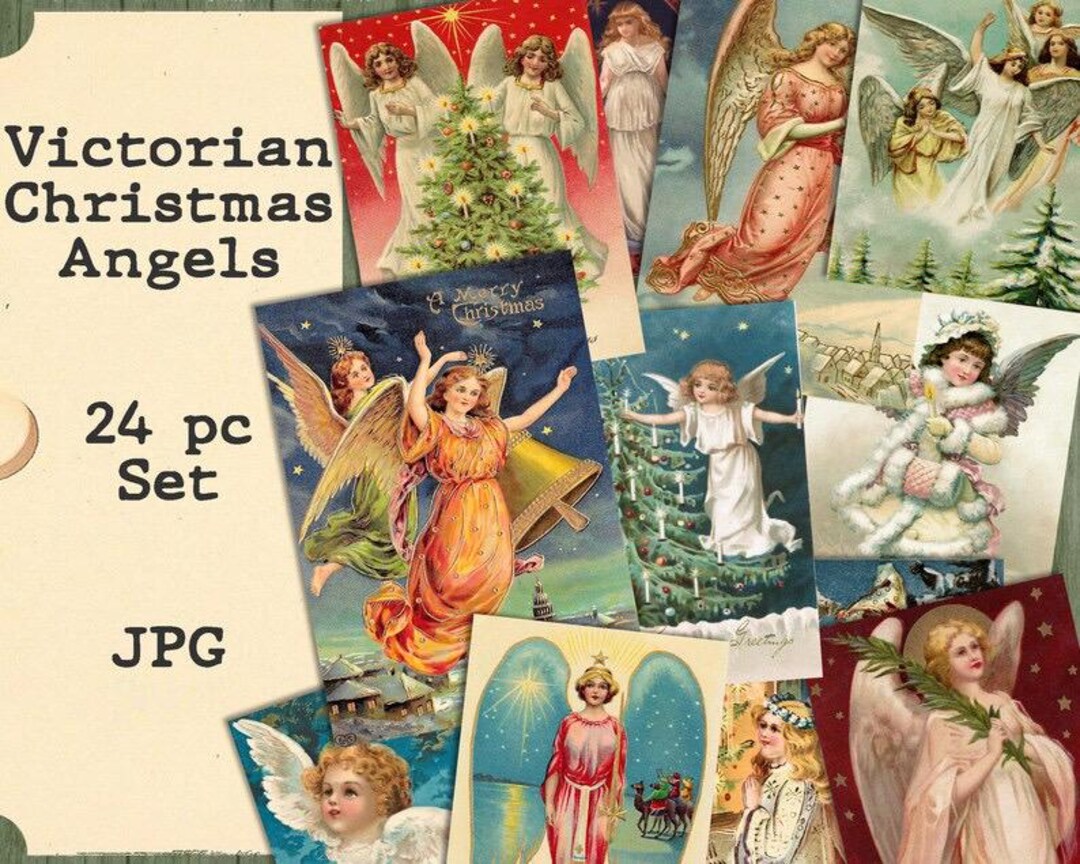 Vintage Christmas Angel Cards Digital Download Angels Card Gift Tags ...