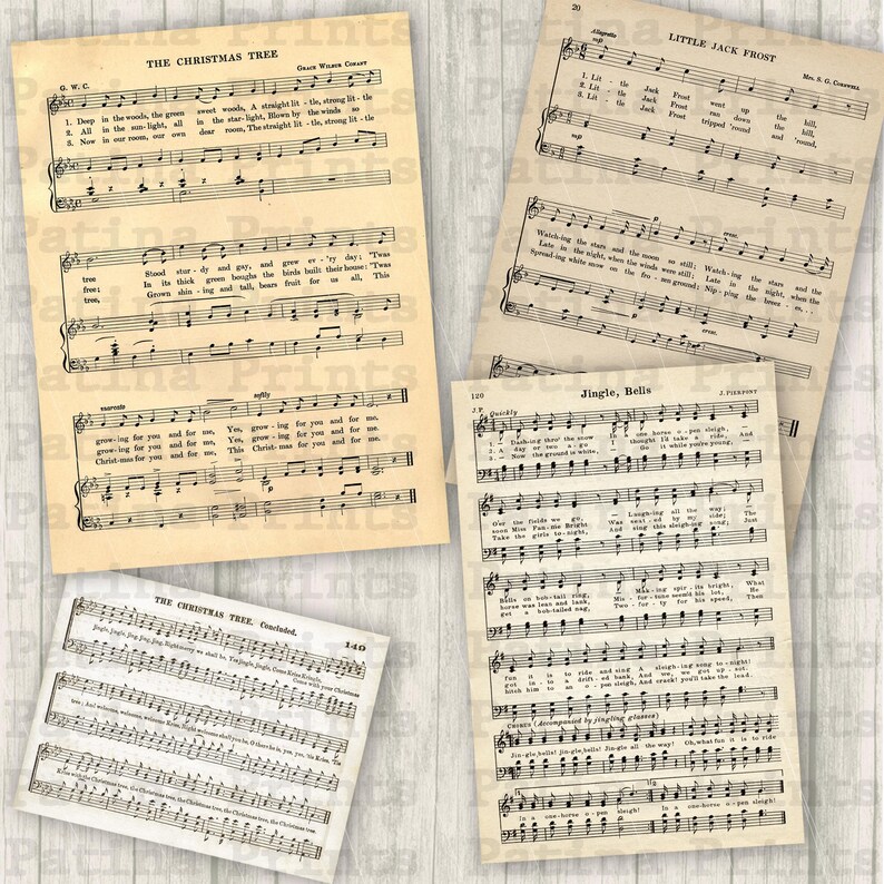 Vintage Christmas Music Printable Paper Digital Download Vintage Junk ...