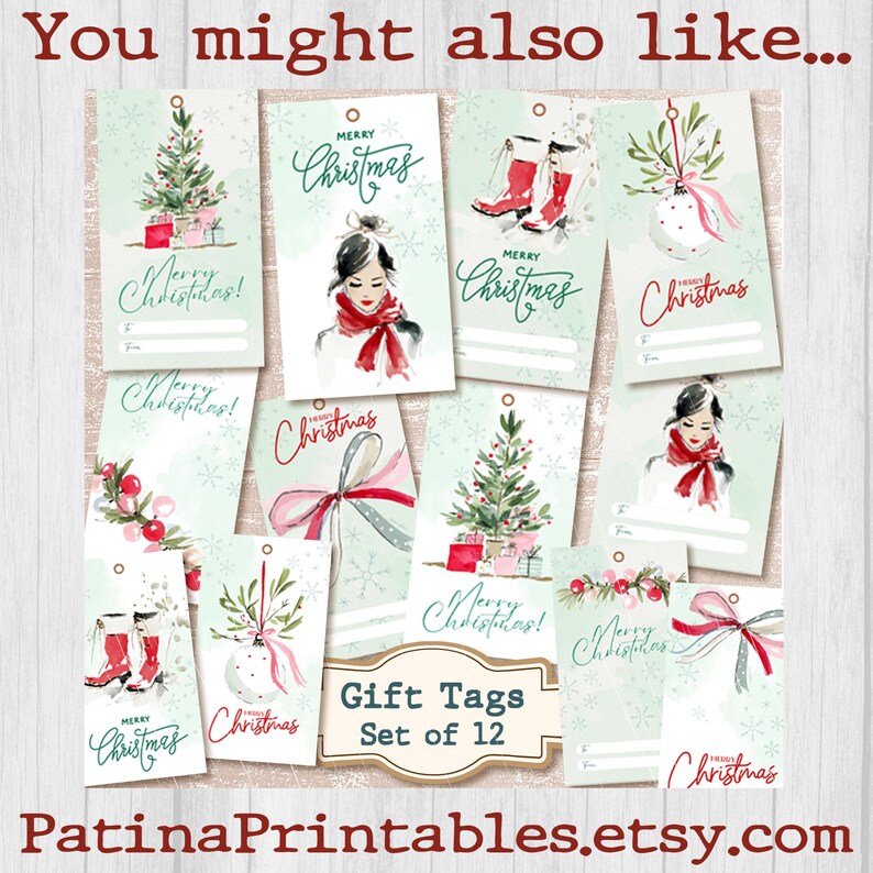 Retro Deer Gift Tags Printable Vintage Christmas Gifts Tag Digital ...