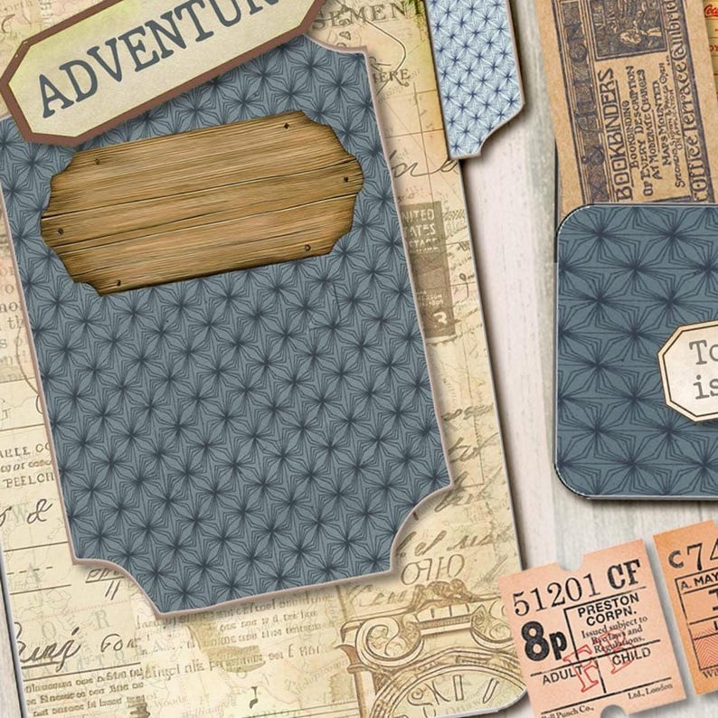 Vintage Travel Folio Gift Kit Digital Download Gifts Cards Tickets ...