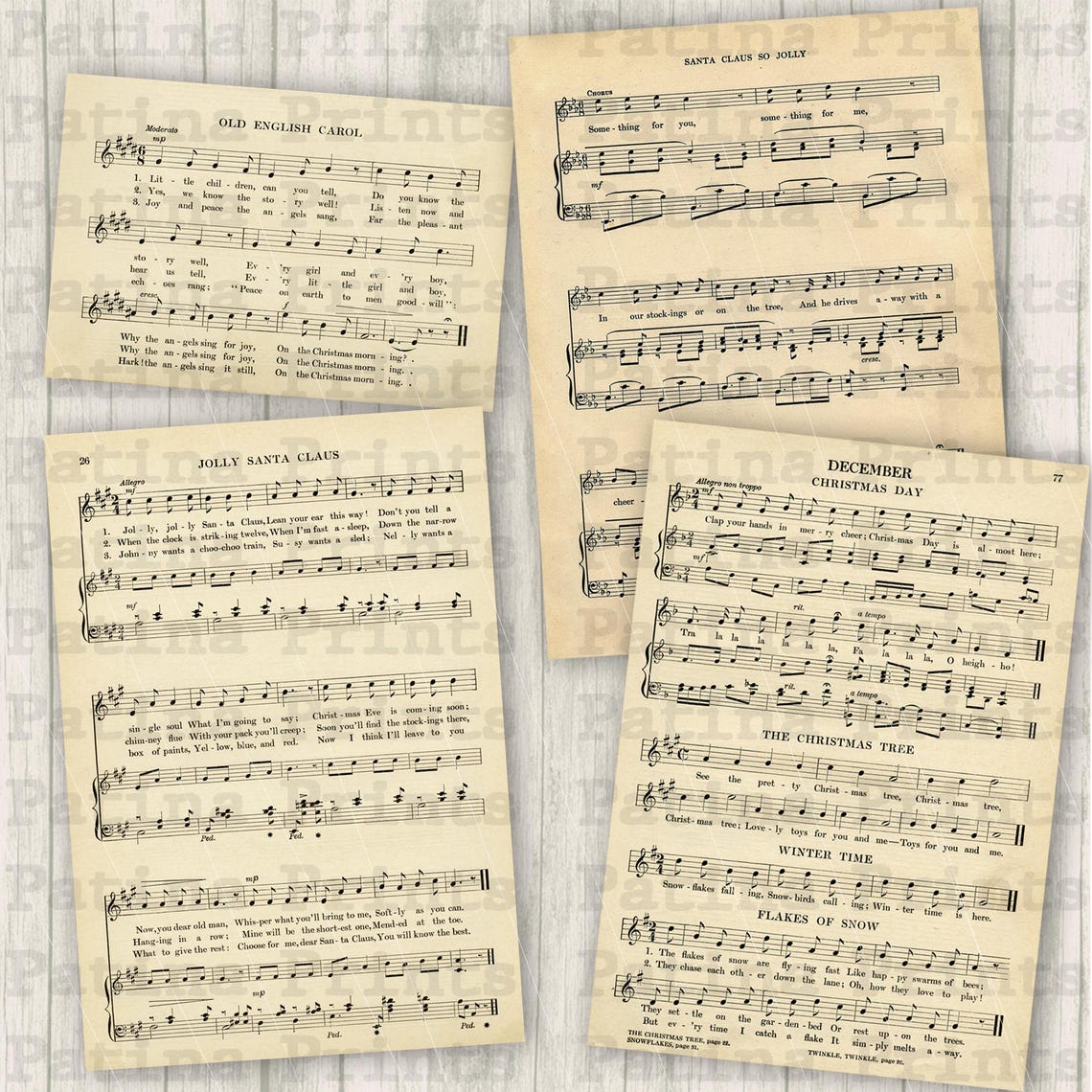 Vintage Christmas Music Printable Paper Digital Download Vintage Junk ...