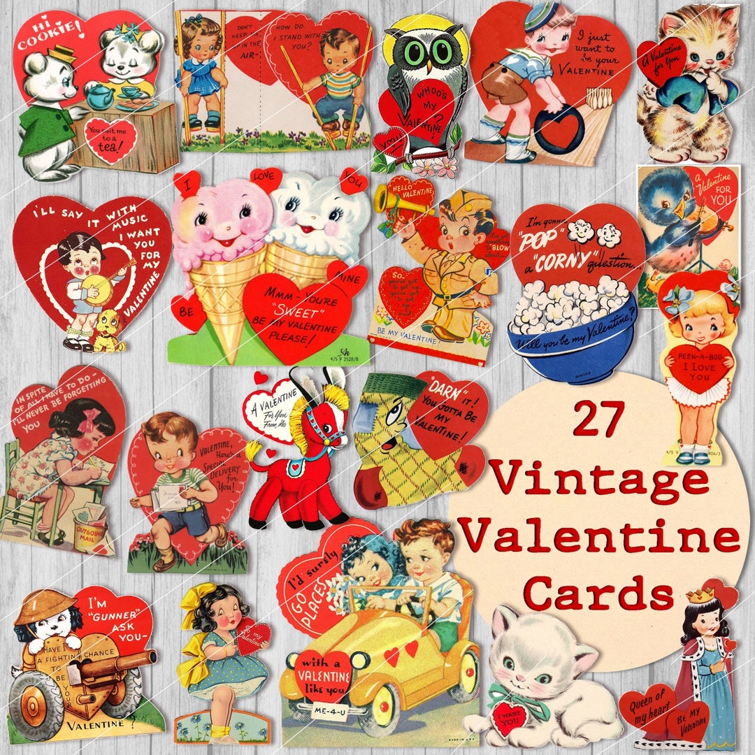 Vintage Valentines Retro Printable Cards Valentine’s Day Card Kitsch ...