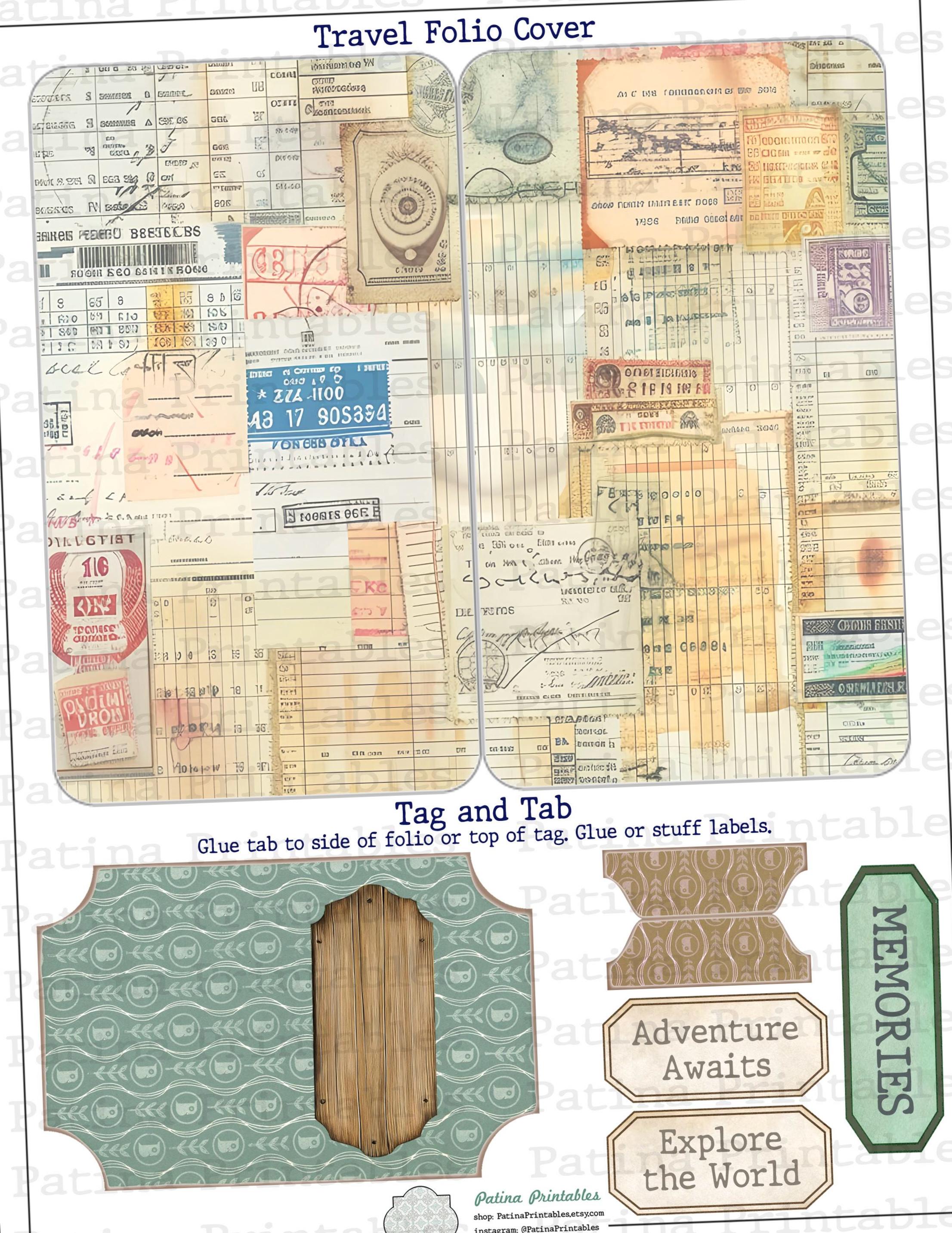 Vintage Travel Folio Kit Tickets Ephemera Printable Gift Pockets Ticket ...