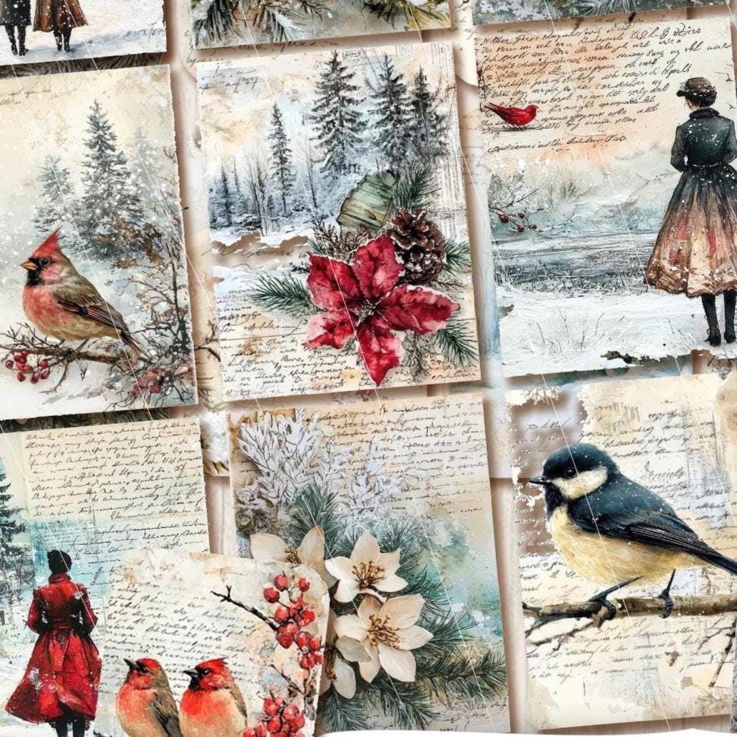 Christmas Cards Mini Card Gift Tags Digital Download Tag Labels ...