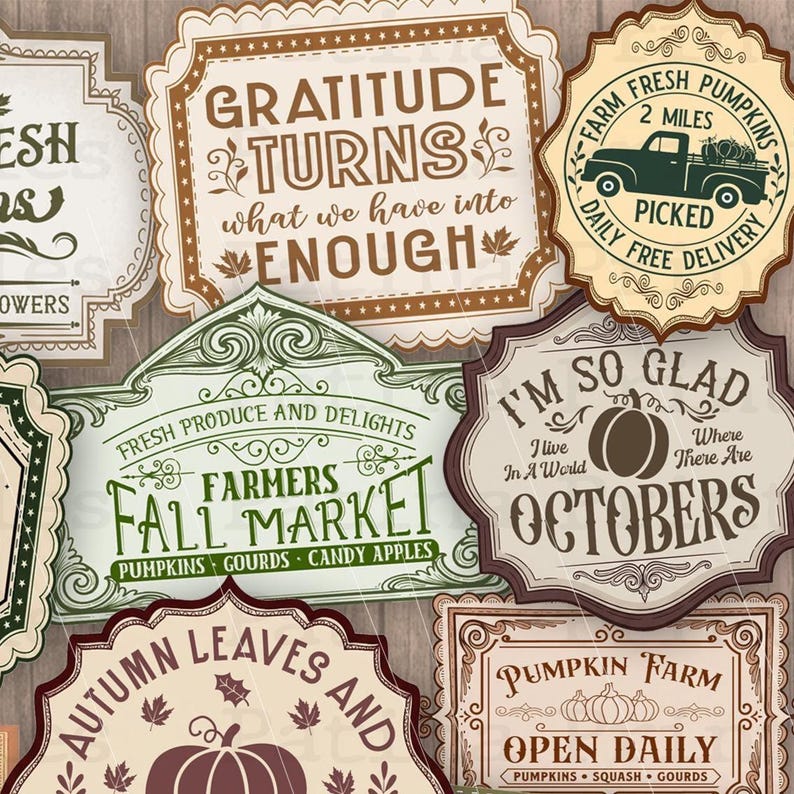 Vintage Fall Farmhouse Ephemera Digital Download Autumn Junk Journal ...