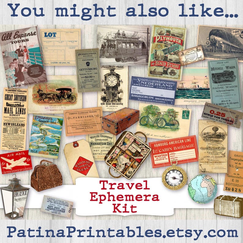 Vintage Travel Folio Gift Kit Digital Download Gifts Cards Tickets ...