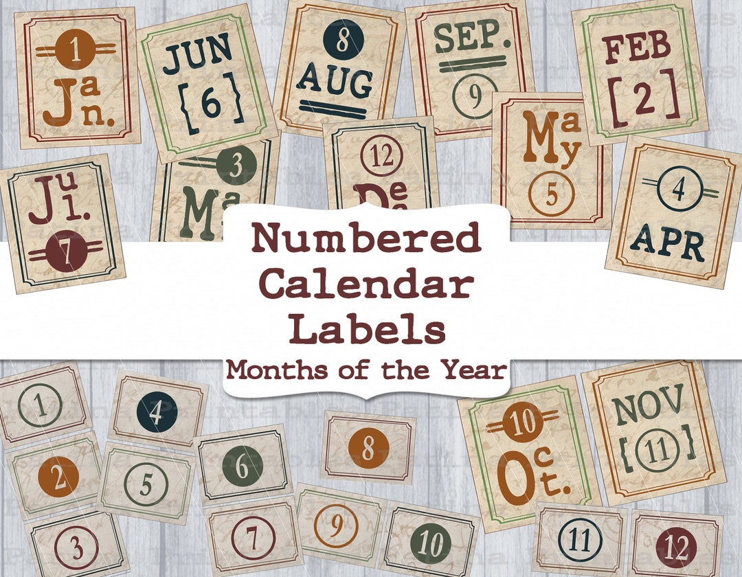 Months of the Year Labels Numbered Calendar Page Tabs - Etsy UK