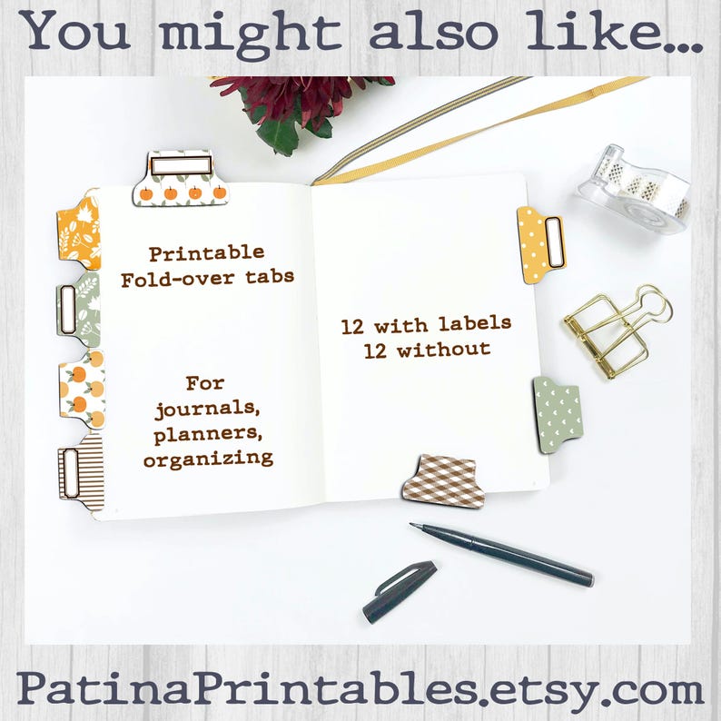 Printable Page Tabs Planner Tab Dividers Floral Labels Folder Divider ...
