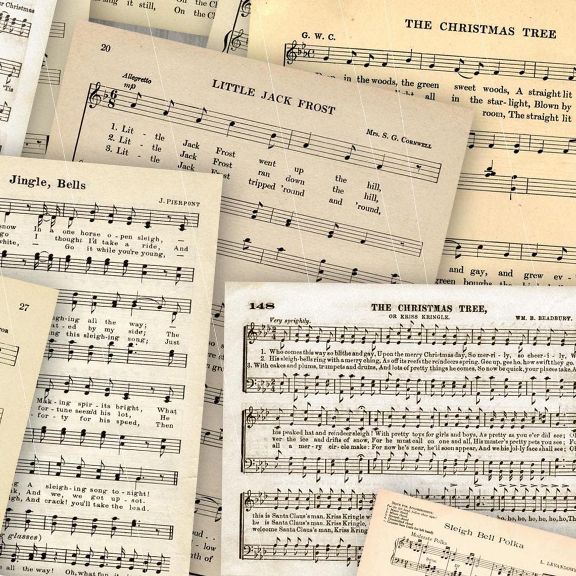 Vintage Christmas Music Printable Paper Digital Download Vintage Junk ...