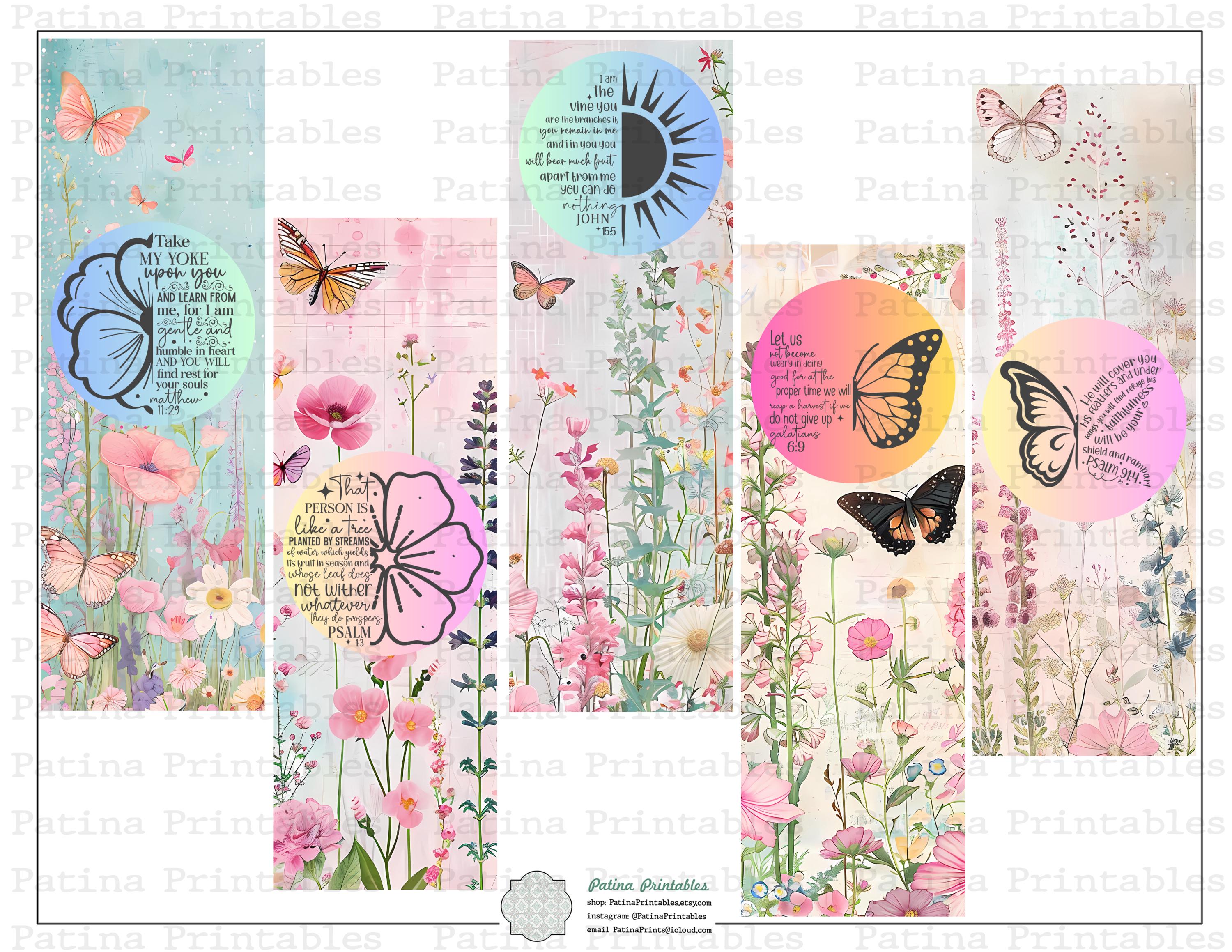 Bible Verse Bookmarks Printable Floral Bookmark DIY Scripture Page ...