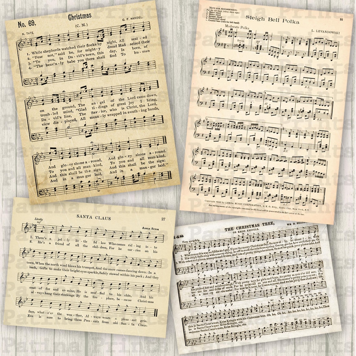 Vintage Christmas Music Printable Paper Digital Download Vintage Junk ...