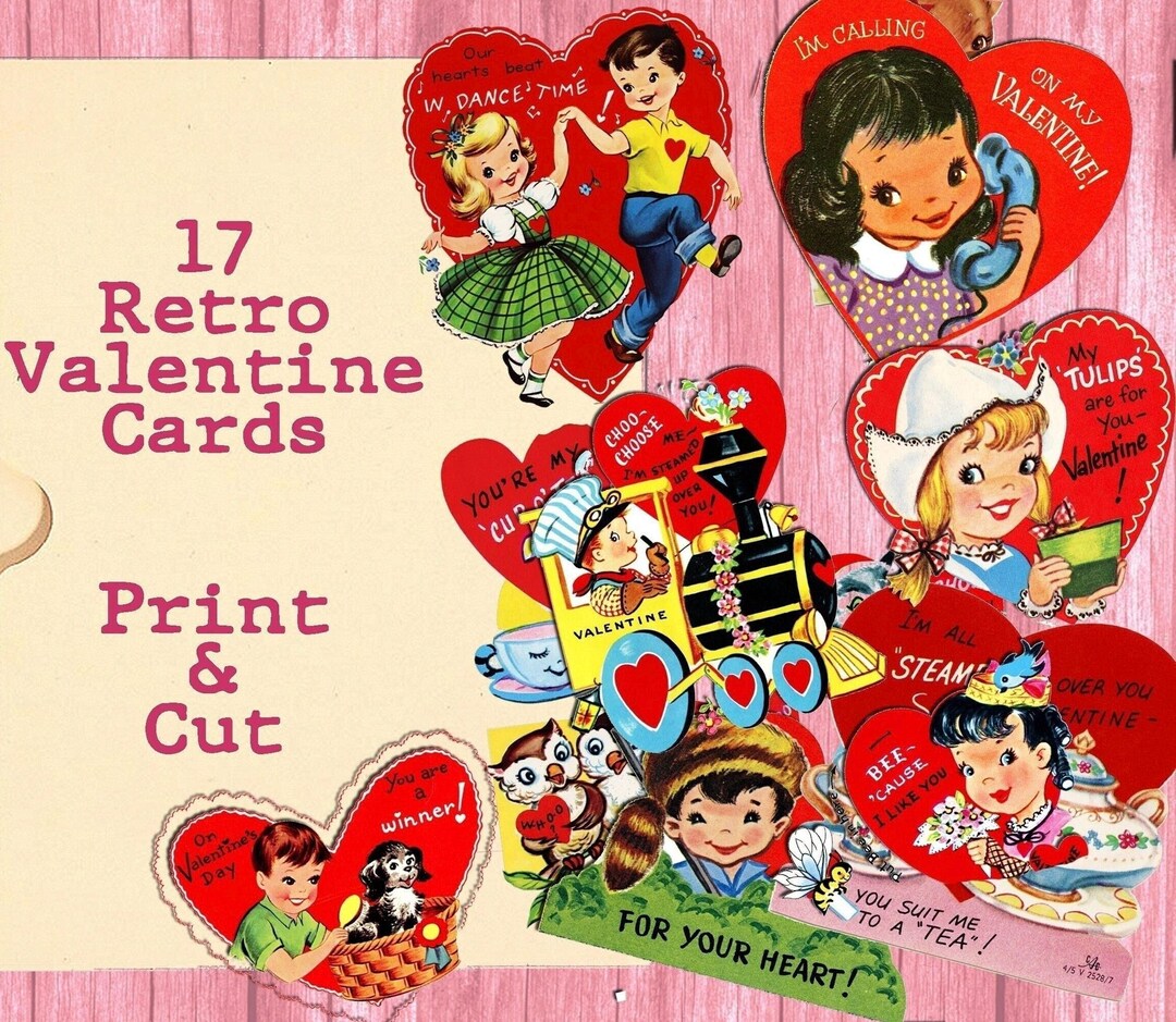 Printable Vintage Valentines Cards Retro Valentine’s Day Card Instant ...
