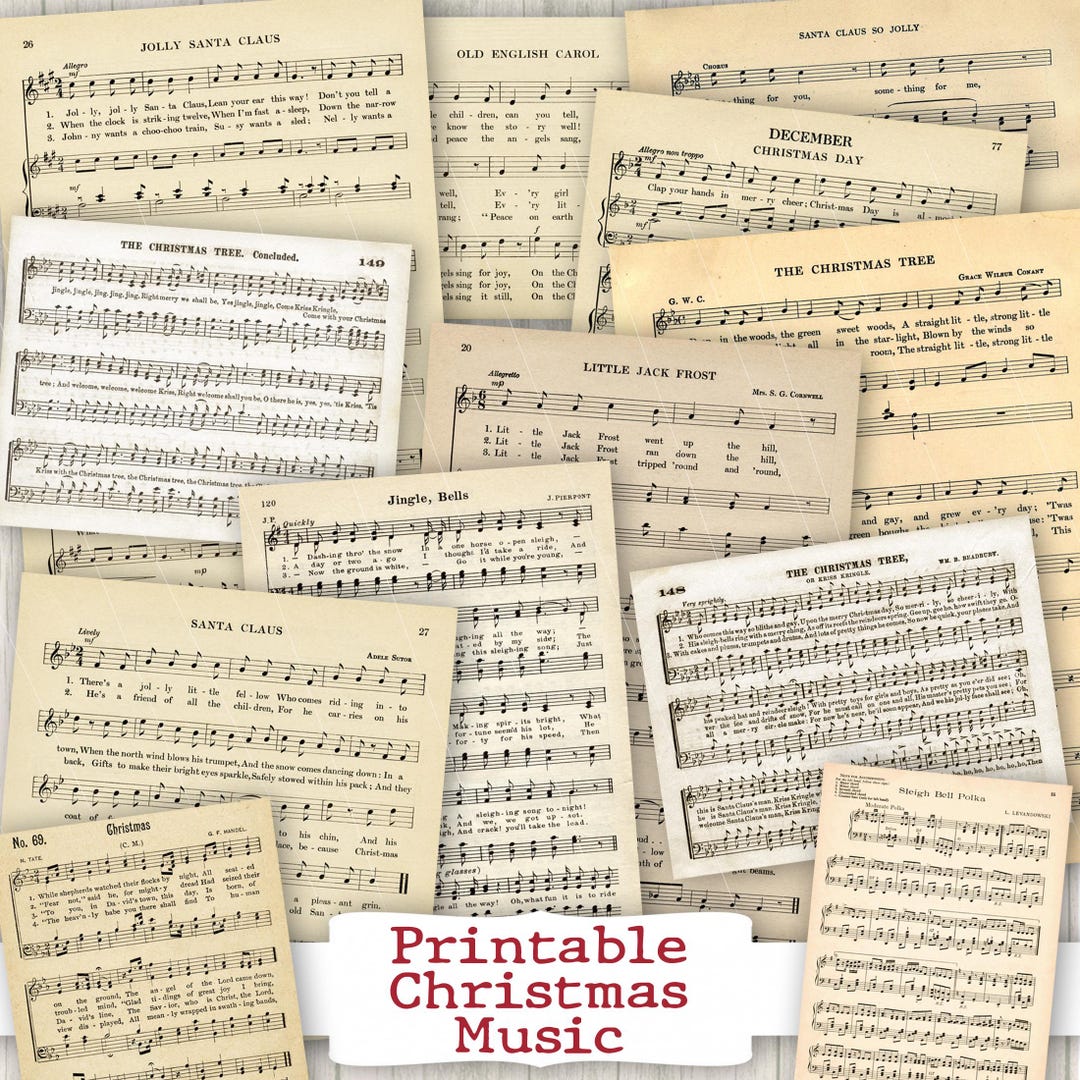 Vintage Christmas Music Printable Paper Digital Download Vintage Junk ...