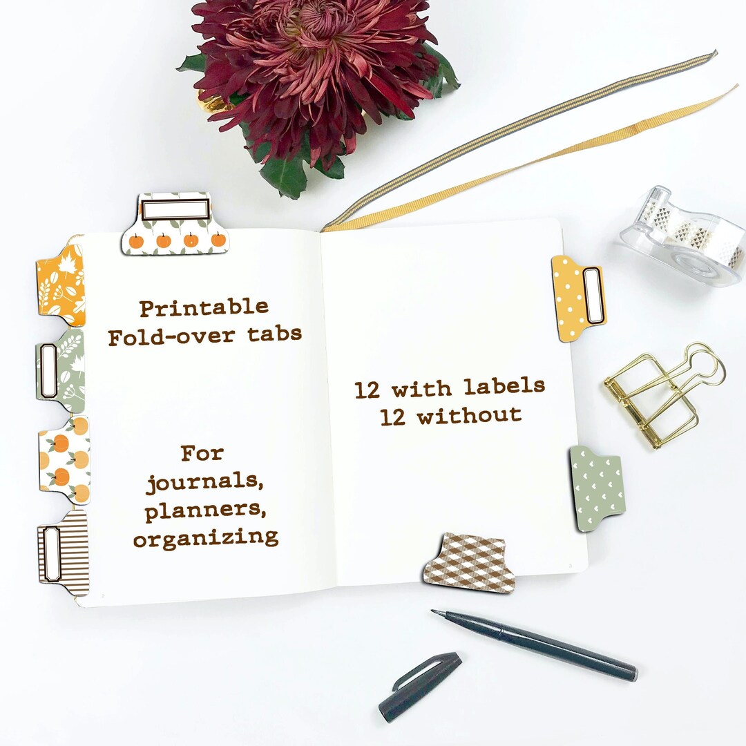 Printable Page Tabs | Fall Tab Dividers | Autumn Planner Whale Tail ...