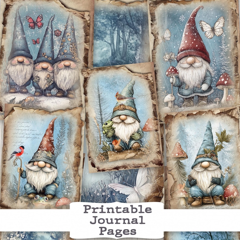 Gnomes Junk Journal Kit Digital Download Gnome Printable Papers Pages ...