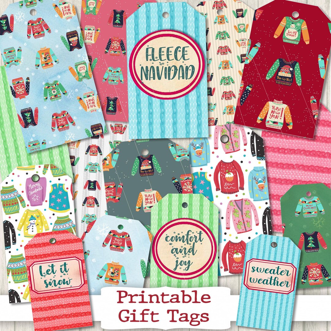 Printable Gift Tags, Ugly Sweater Printable, Printable Gift Wrap ...