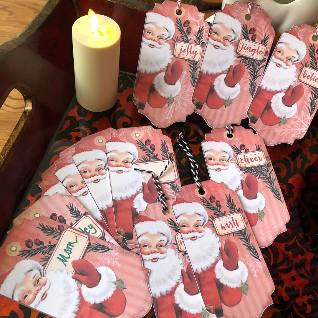 Santa Gift Tags Printable Gift Tags Vintage Santa - Etsy