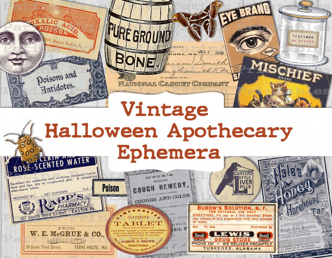 Printable Potion Bottle Labels | Vintage Junk Journal Kit | Halloween ...