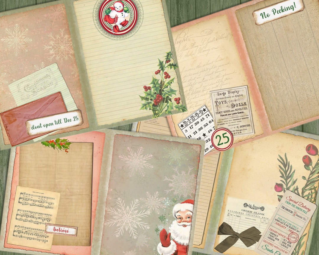 Christmas Junk Jounral, Printable, Paper, Junk Journal, Pages, Kit ...