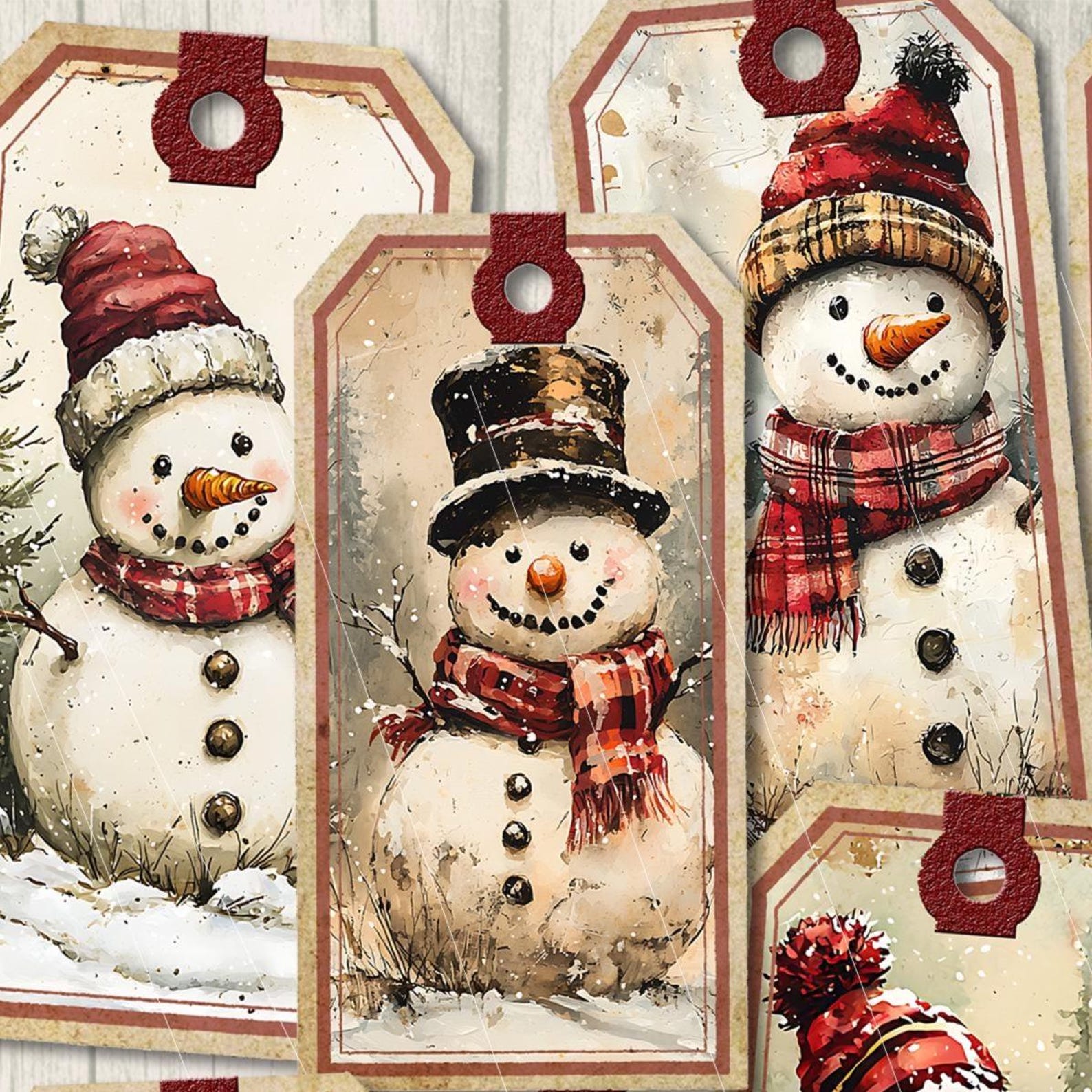 Christmas Snowman Gift Tags Digital Download Snowmen Printable Labels ...