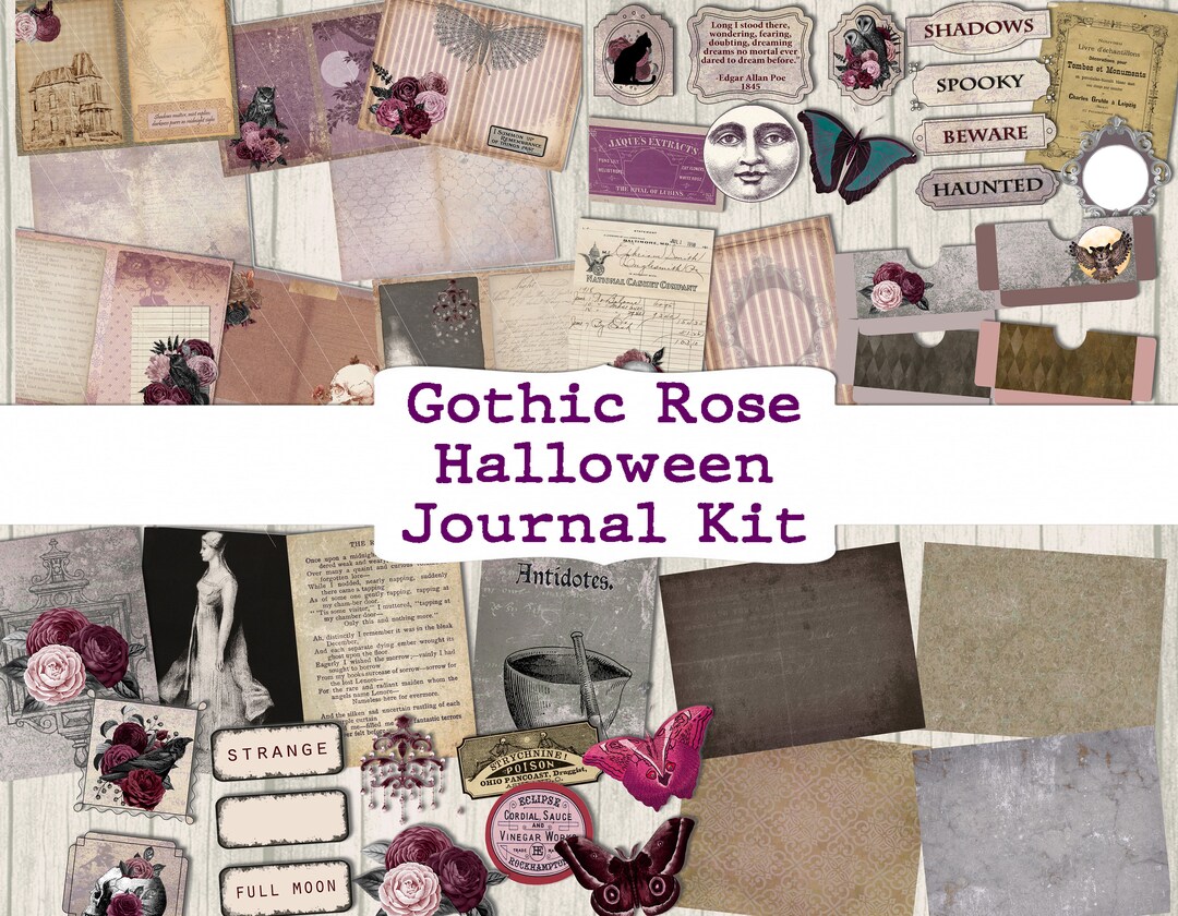 Halloween Junk Journal Kit Pockets Goth Junk Journal Kit - Etsy