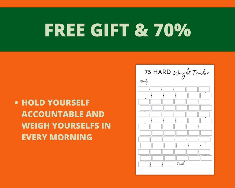 75 Hard Countdown Printable and Digital PDF Download Track | Etsy