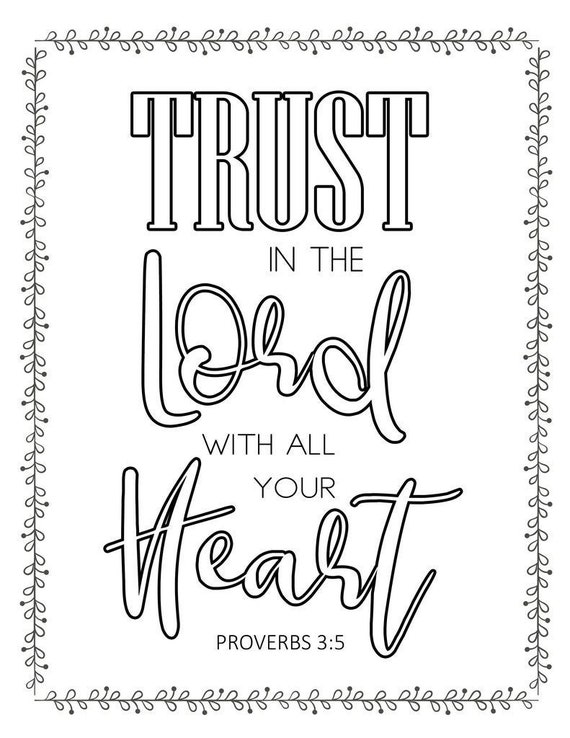Trust in the Lord Coloring Sheet | Etsy