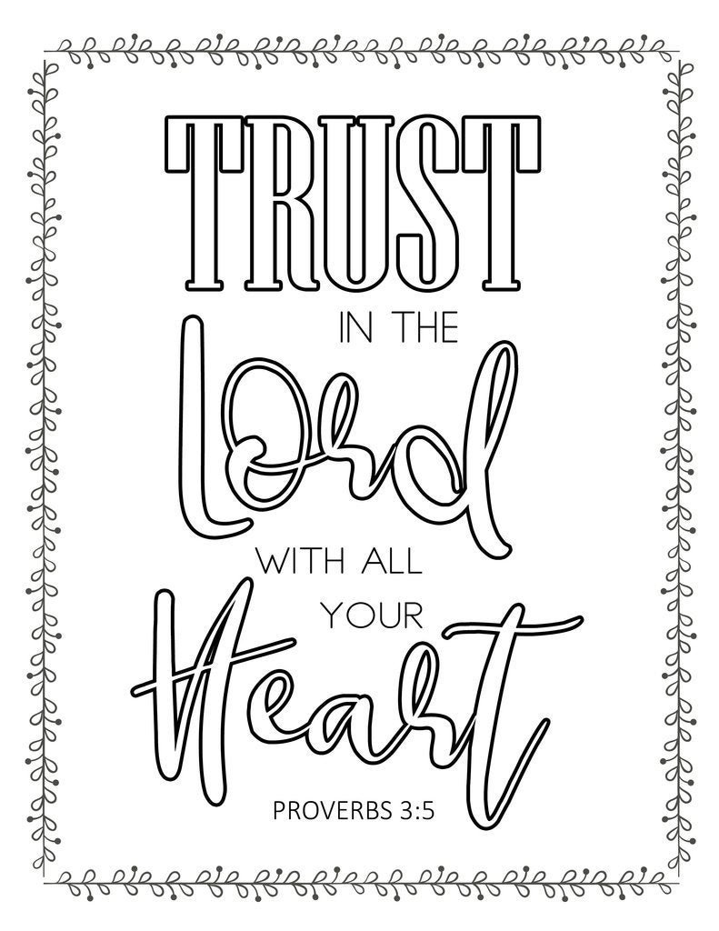 Trust in the Lord Coloring Sheet - Etsy