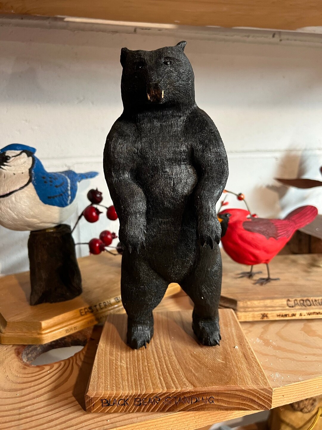 Hand Carved Basswood Black Bear Standing - Etsy
