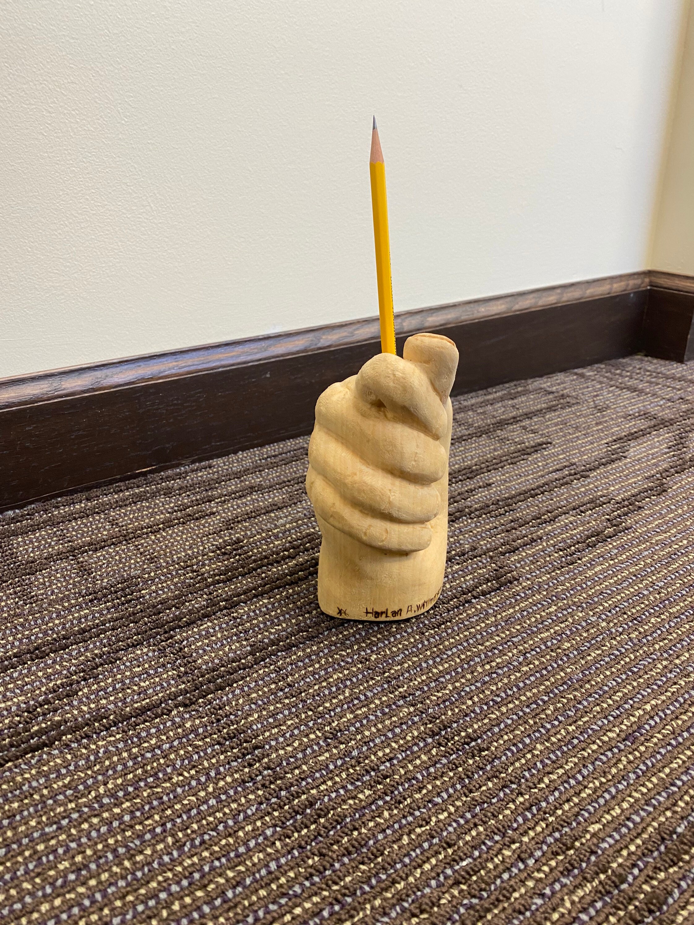 Hand Carved Basswood Hand With Ring and Pencil - Etsy