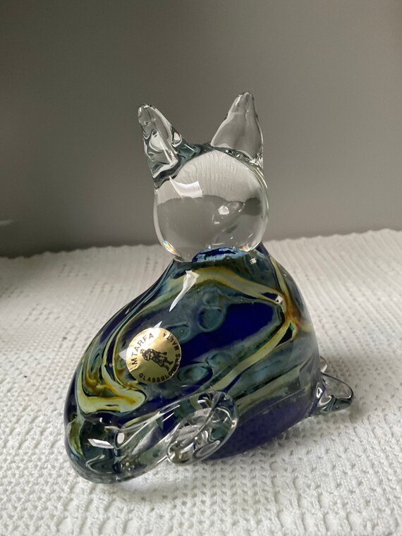 Art & Collectibles Glass Cat Paperweight signed Mtarfa Glass Art etna ...