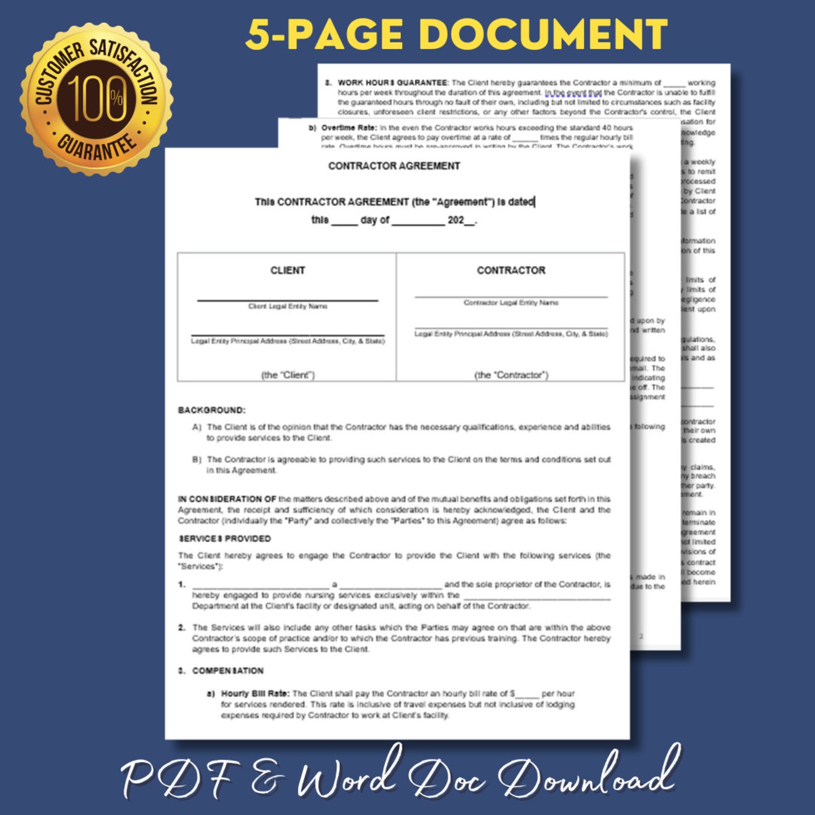 Independent Nurse Contractor Client Agreement, Nurse Contractor ...